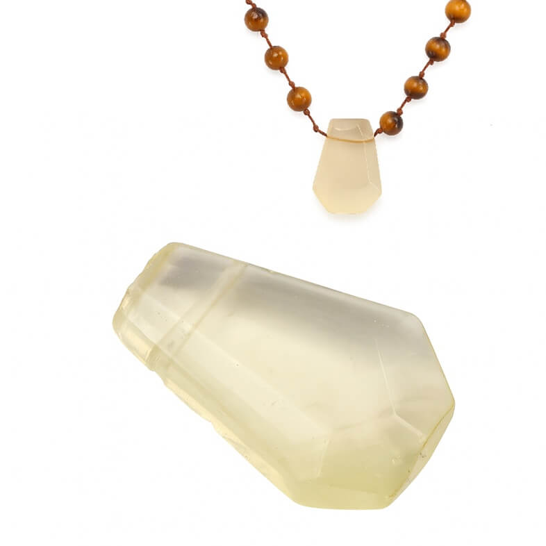 Teardrop pendant Faceted lemon ja- de 28mm - Hole: 1.2mm (1)