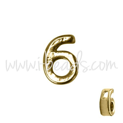Letter bead number 6 gold plated 7x6mm