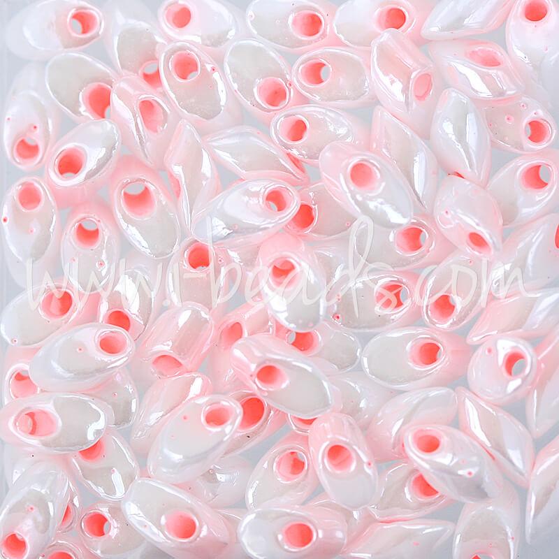 LMA427 Miyuki Long Magatama white pink color lined